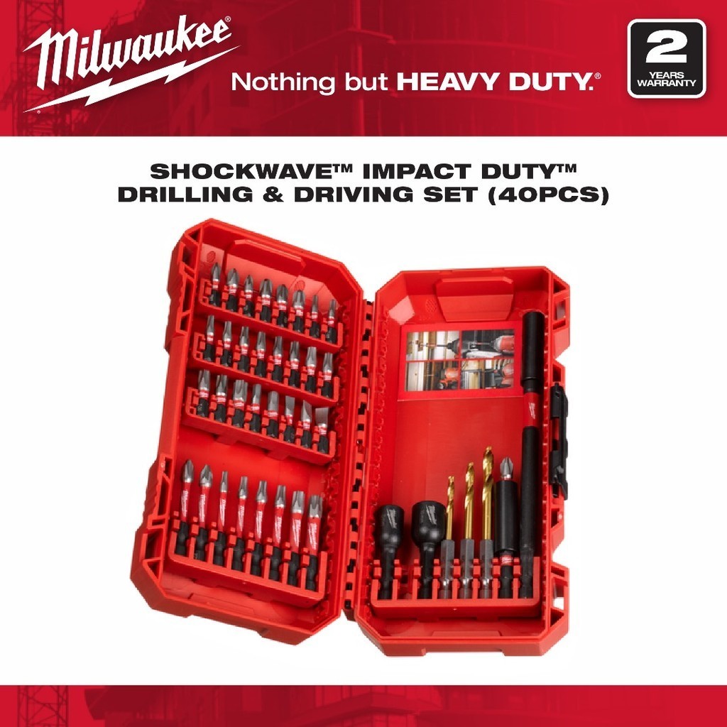Milwaukee SHOCKWAVE Drill & Screw Bit Set - 4932 4920 04 - 40pcs ...