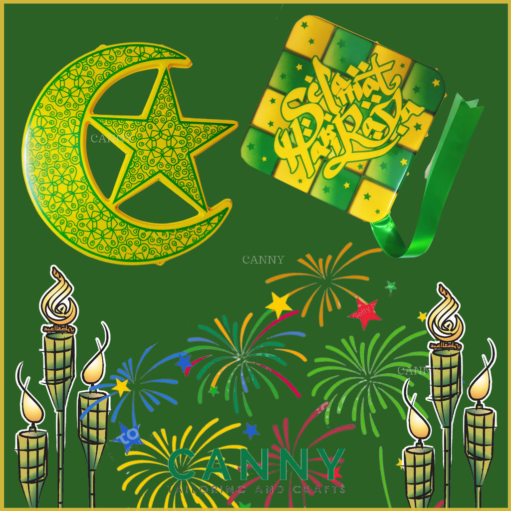 HIASAN HARI RAYA BULAN BINTANG & KETUPAT SAIZE BESAR BERLAMPU / HIASAN ...