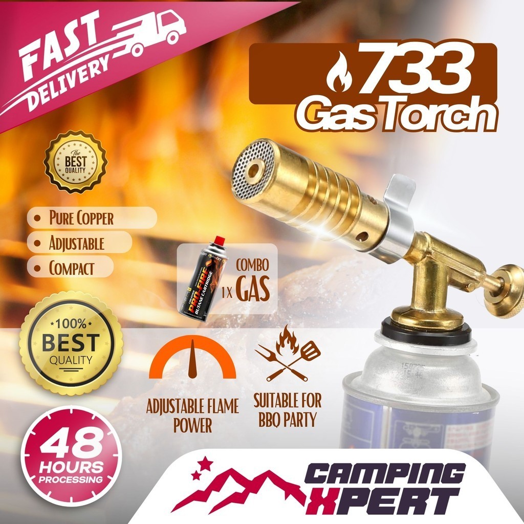 Adjustable Fire Power Gas Torch 733 Copper Flame Gun with Butane Gas ...