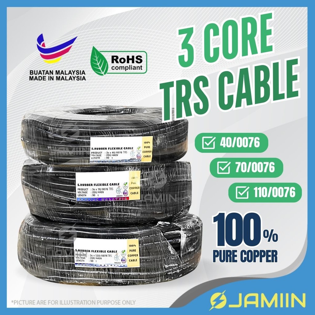 1 ROLL TRS Wire 3 Core Wire 2.5mm Heavy Duty Cable Electric Wayar 2.5mm ...