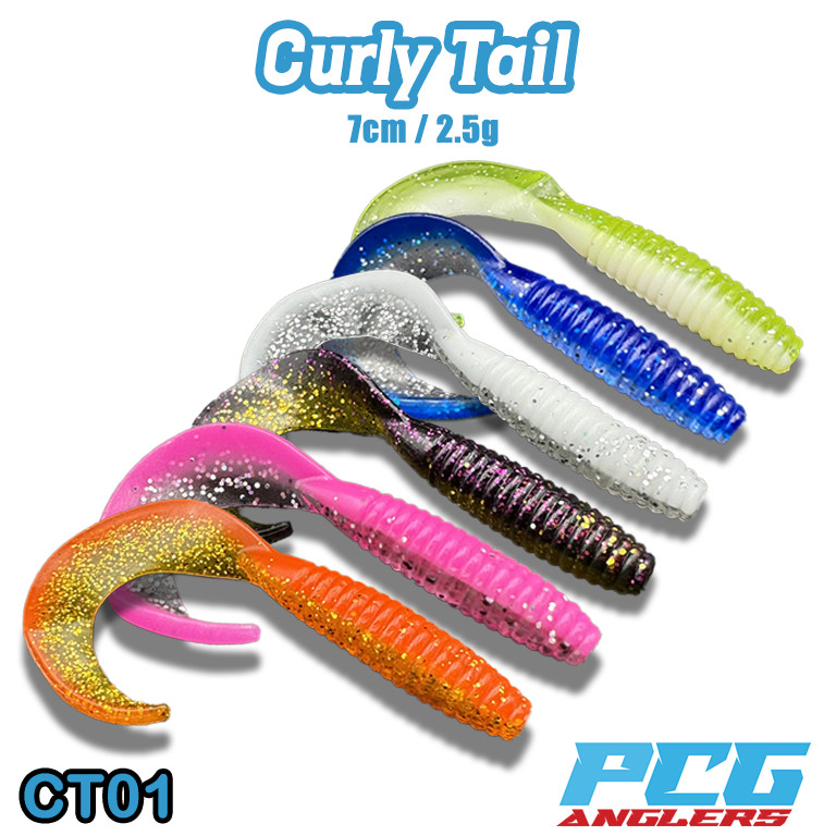 Curly Tail 7cm/2.5g Soft Plastic C-tail SP Umpan Casting Haruan Soft ...