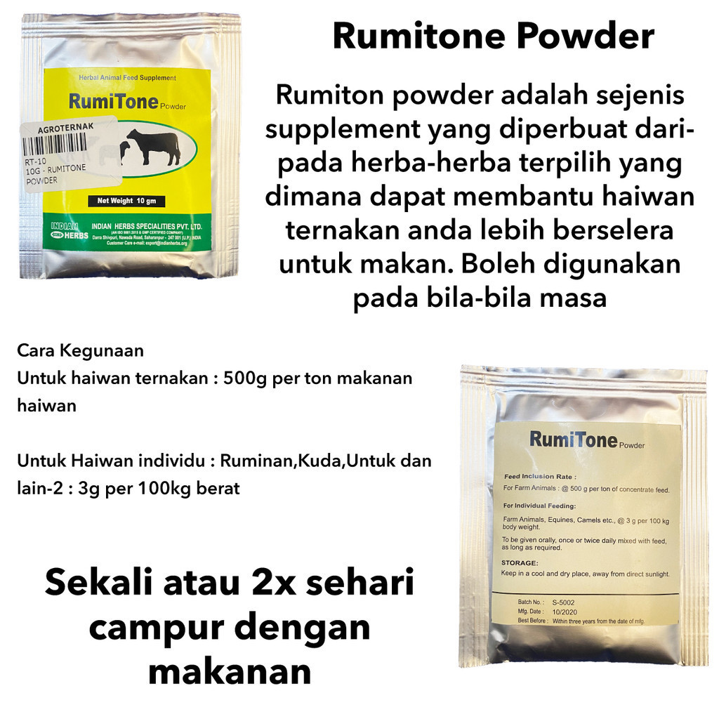 [10gm] [Rumitone] Penggalak Selera Makan Ternakan | Penggalak selera ...