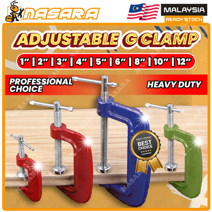 Nasara 1 - 12 Inch Heavy Duty G Clamp Adjustable Carpenter Tool ...