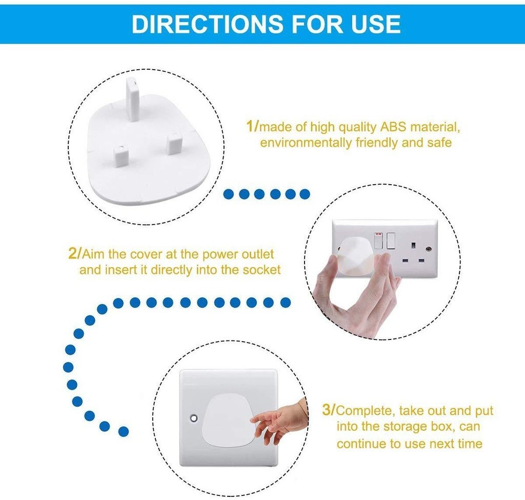 3 Pin Socket Safety Cover Protectors Secure Electrical Shock Proof Plug ...