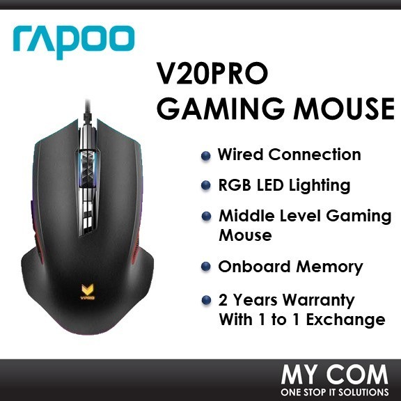 Rapoo V20 Pro Up To 5000DPI Wired Connection RGB Gaming Mouse | Shopee ...