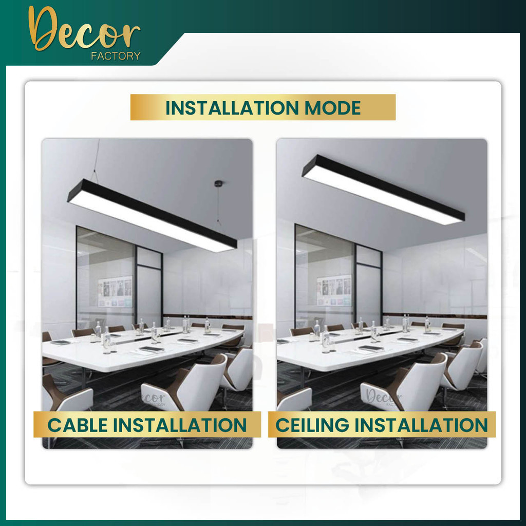 Office Pendant Light Black White LED T8 Linear Light Tube Fitting ...