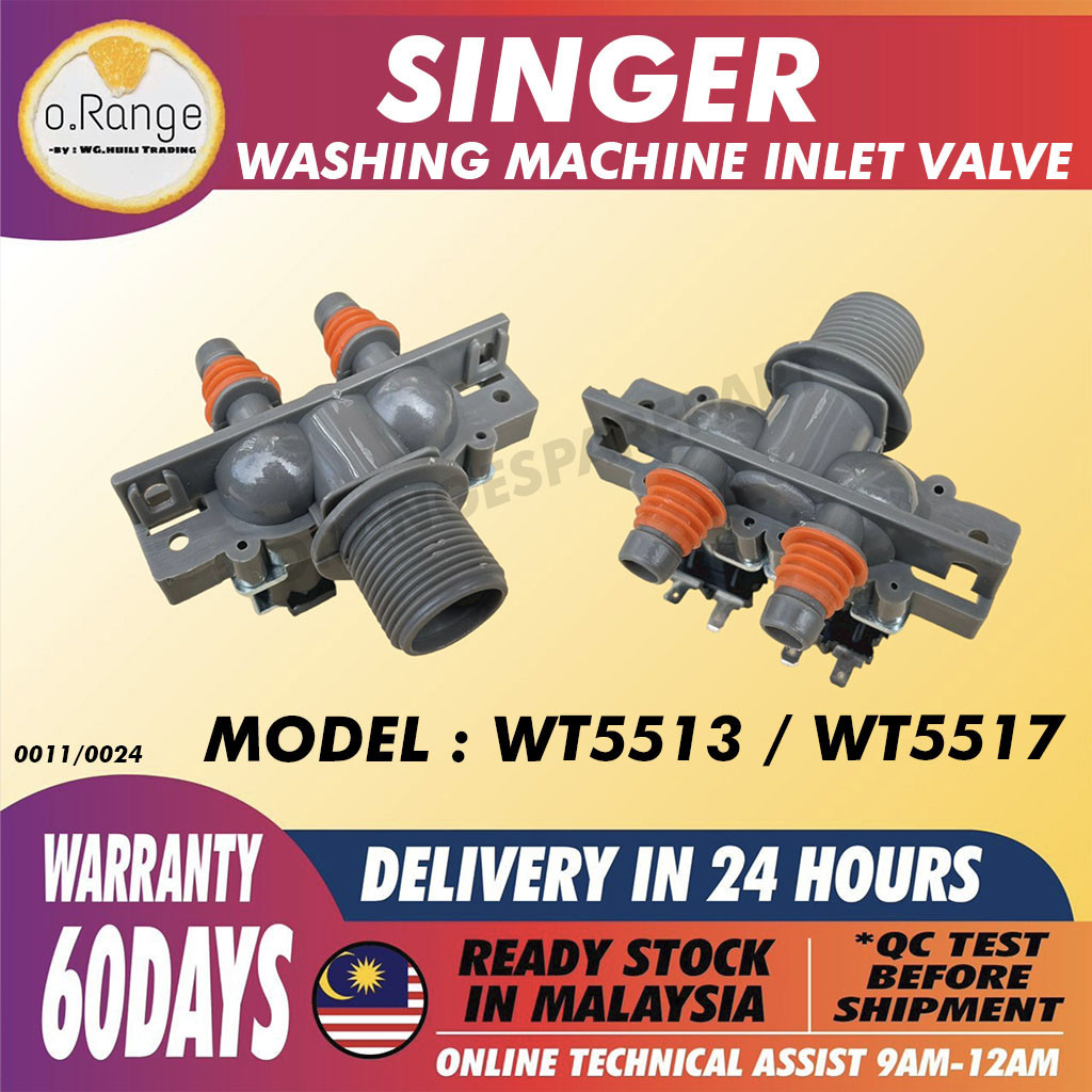 WT5513 / WT5517 SINGER WASHING MACHINE WATER INLET VALVE/ INLET COIL ...