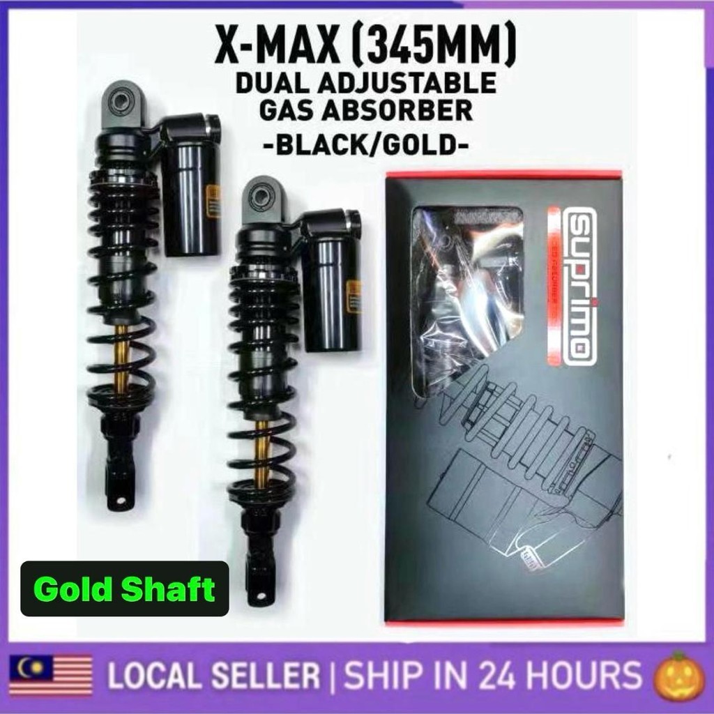 Yamaha Xmax Absorber Dual Adjustable Gas Black Gold Series 345mm ...