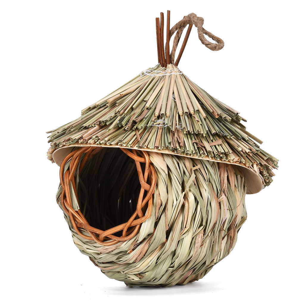House Hang Birds Nest Roosting Pockets Hand-woven Natural Grass Rope ...