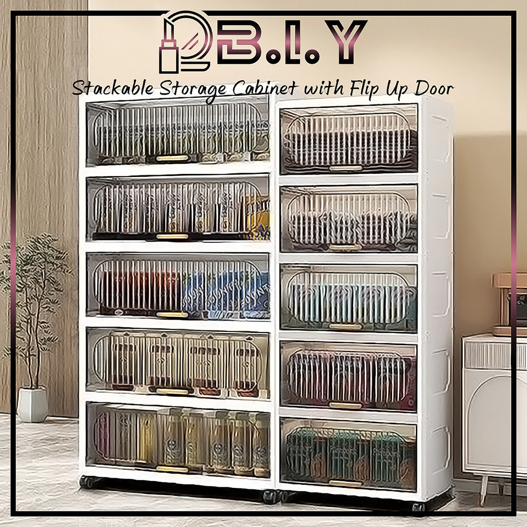 B.I.Y 4/5/6-Layer Stackable Storage Cabinet Multipurpose with Flip Up ...