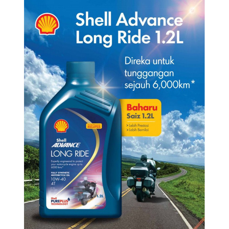 1L / 1.2L SHELL ADVANCE LONG RIDE 10W 40 FULLY SYNTHETIC ENGINE OIL MINYAK HITAM SHELL 10W-40 ...