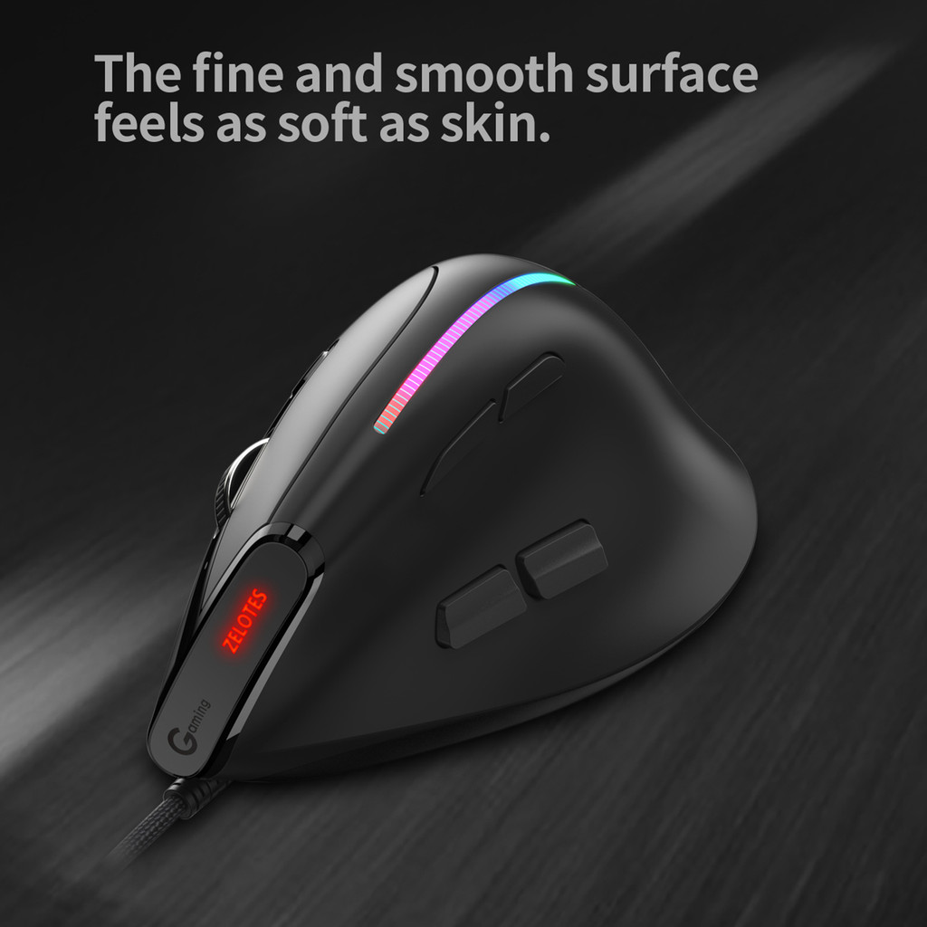 ZELOTES T-50 Vertical Wired 9 keys RGB optical 12800DPI Wired Ergonomic ...