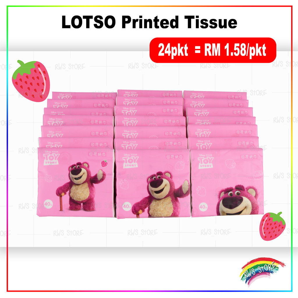 LOTSO Printed Tissue(40pcs) 草莓熊印花抽纸Tisu Bercetak LOTSO (40pcs) | Shopee ...