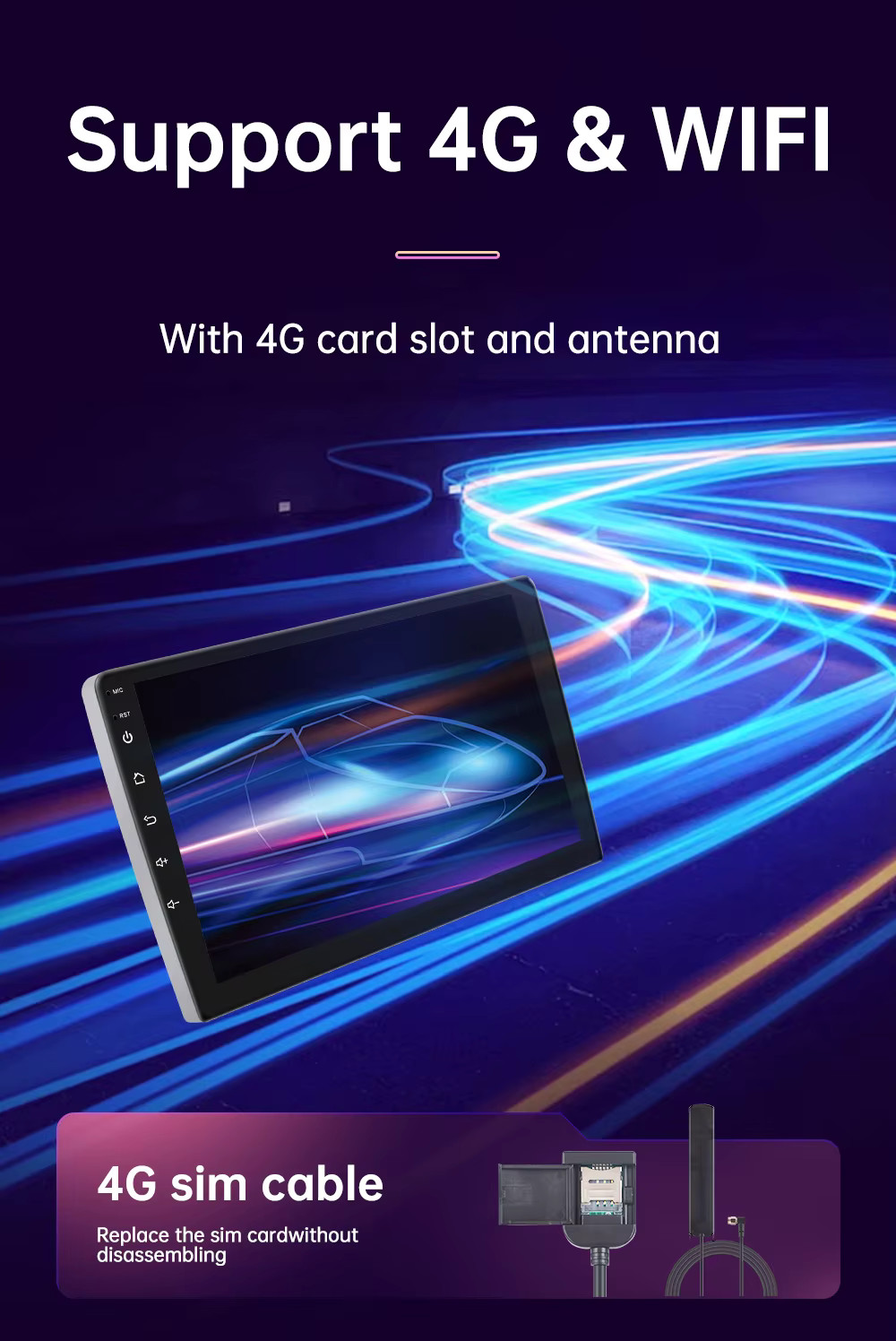8-Core A53 2.0GHz Android 14 Car Radio with QLED Touchscreen Wireless ...