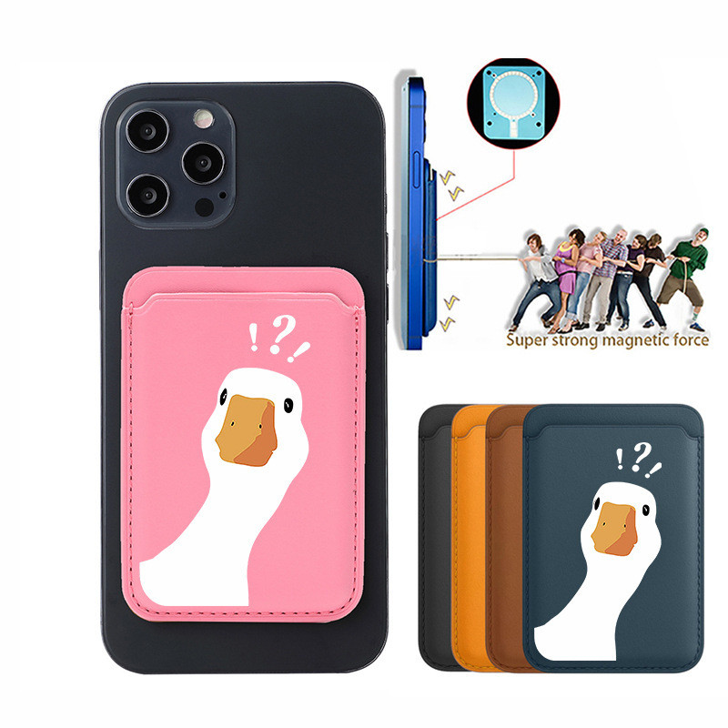Cartoon Keda Duck Suitable Magsafe Magnetic Card Cover PU Leather Apple ...