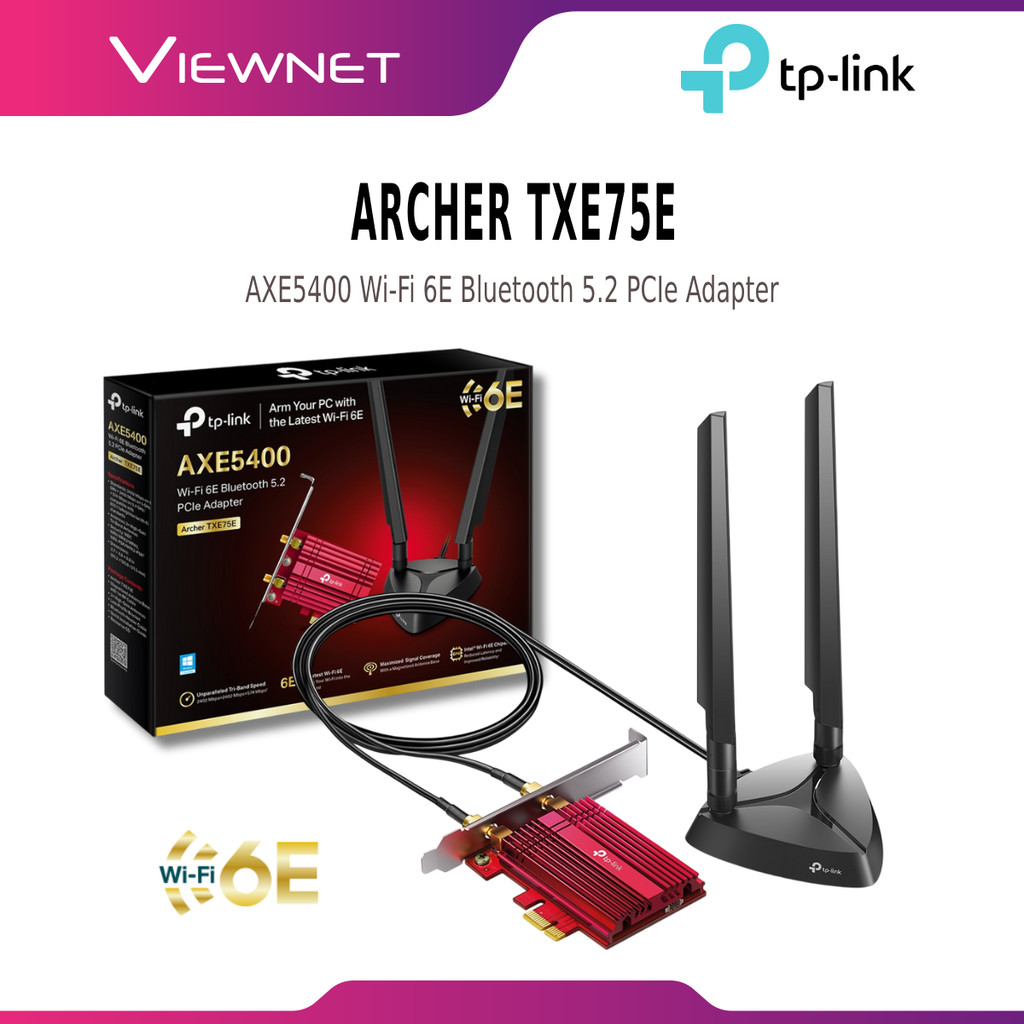 TP-LINK ARCHER TXE75E AXE5400 WI-FI 6E BLUETOOTH 5.2 PCIE ADAPTER WITH ...