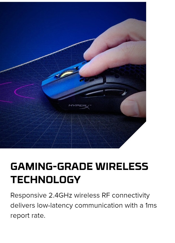 HyperX Pulsefire Haste Wireless Gaming Mouse Bluetooth + 2.4GHz 100 ...