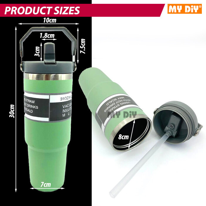MYDIYHOMEDEPOT - 900ML 304 Stainless Steel Handheld Thermos Bottle ...