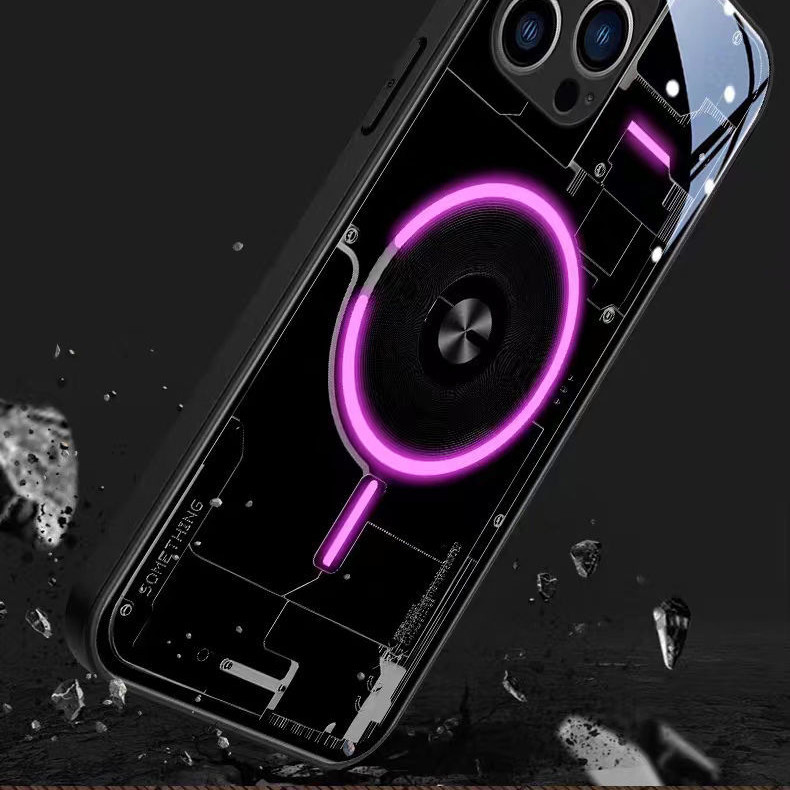 Luxury high-end motherboard glass LED light glow phone case for iPhone ...