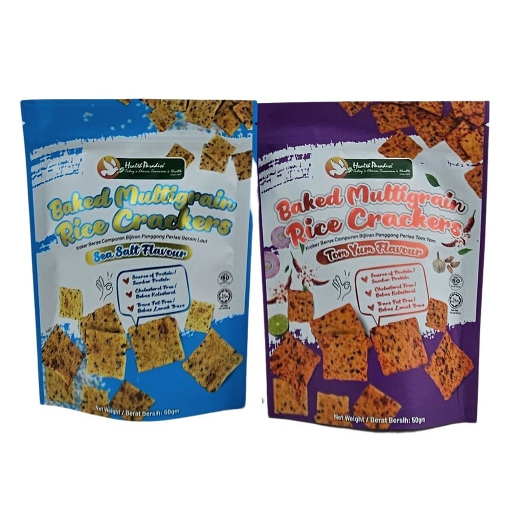Health Paradise Baked Multigrain Rice Crackers – Sea Salt / Tom Yum ...