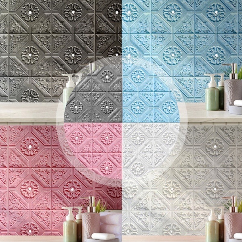 Wall Paper Dinding Design Adhesive 3d Foam Wallpaper Sticker Wall Decor ...