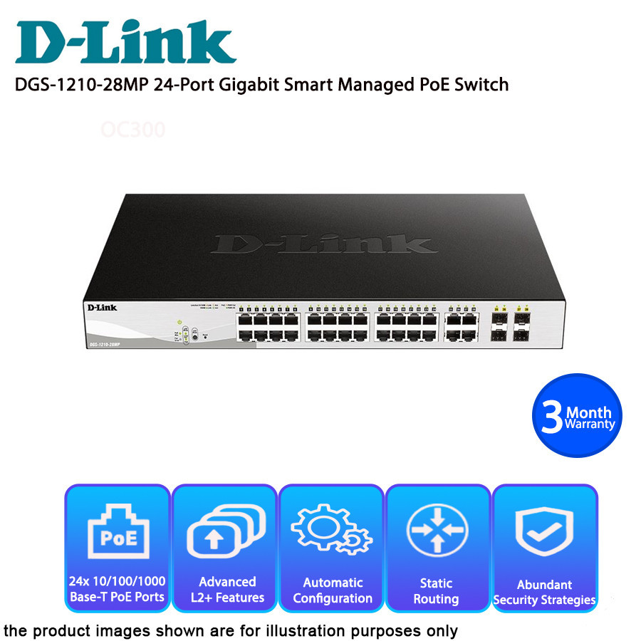 D-Link DGS-1210-28MP 24 Port Gigabit Smart Managed PoE Advanced L2 ...