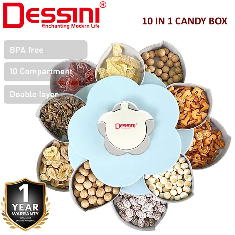 DESSINI ITALY Double Layer 10 IN 1 Rotatable Flower Candy Box Fruit ...