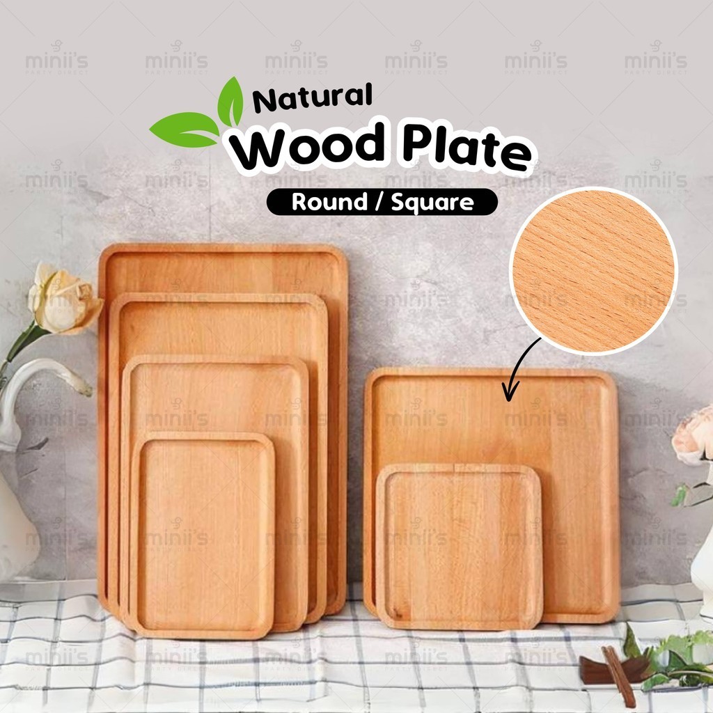 MINIIS Premium Wooden Plate Wooden Tray Wood Plate Dulang Kayu Pinggan ...