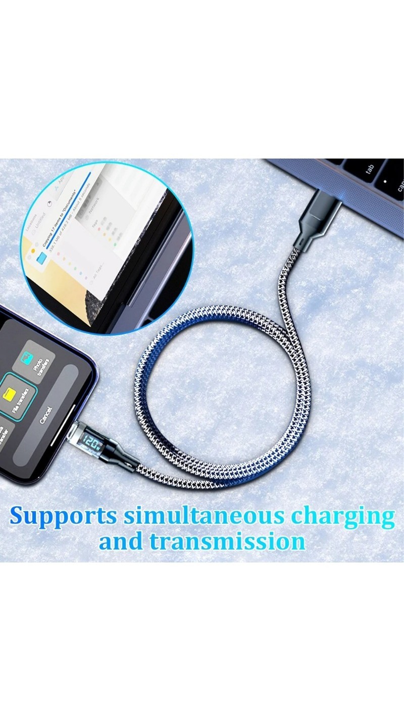 New 120W LED Digital Display Fast Charging USB Type C Cable USB C to ...