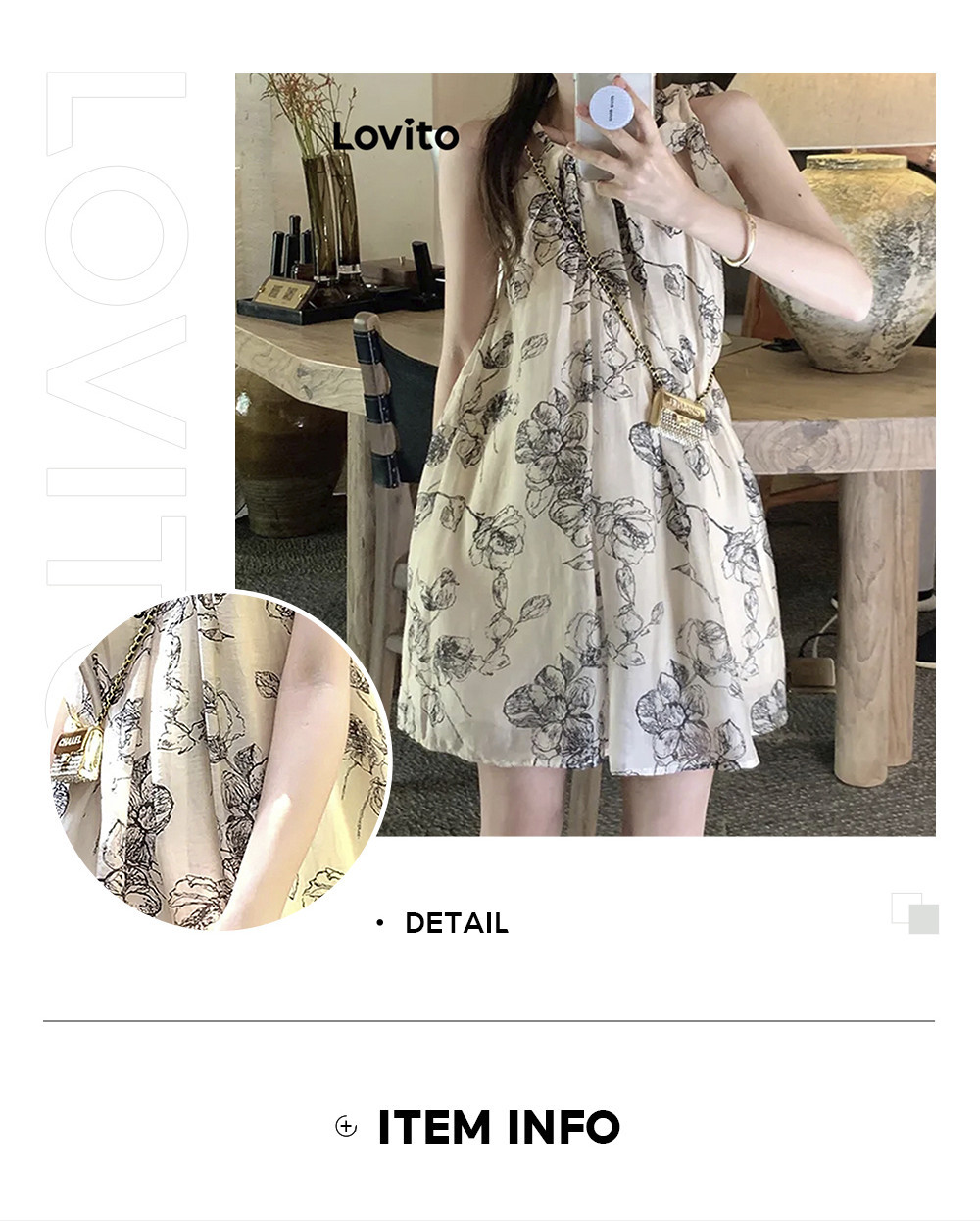 Lovito Casual Floral Print A Line Dress for Women LNE26056 (Multi-color ...