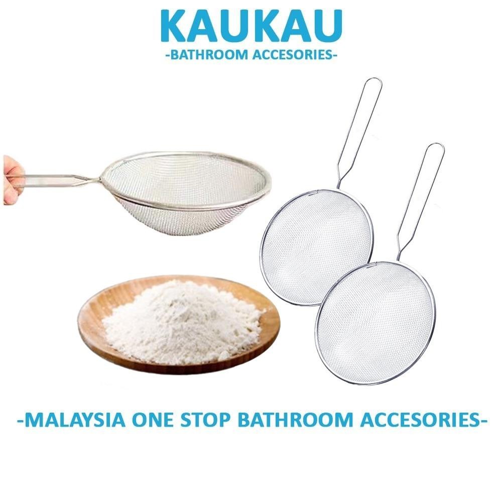 KAUKAU Mesh Flour Sifting Sieve with Handle Oil drain mesh colander oil ...