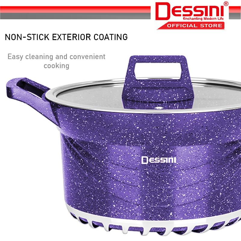 DESSINI ITALY Die Cast Aluminium Non-Stick Casserole Pot Bowl Deep Fry ...