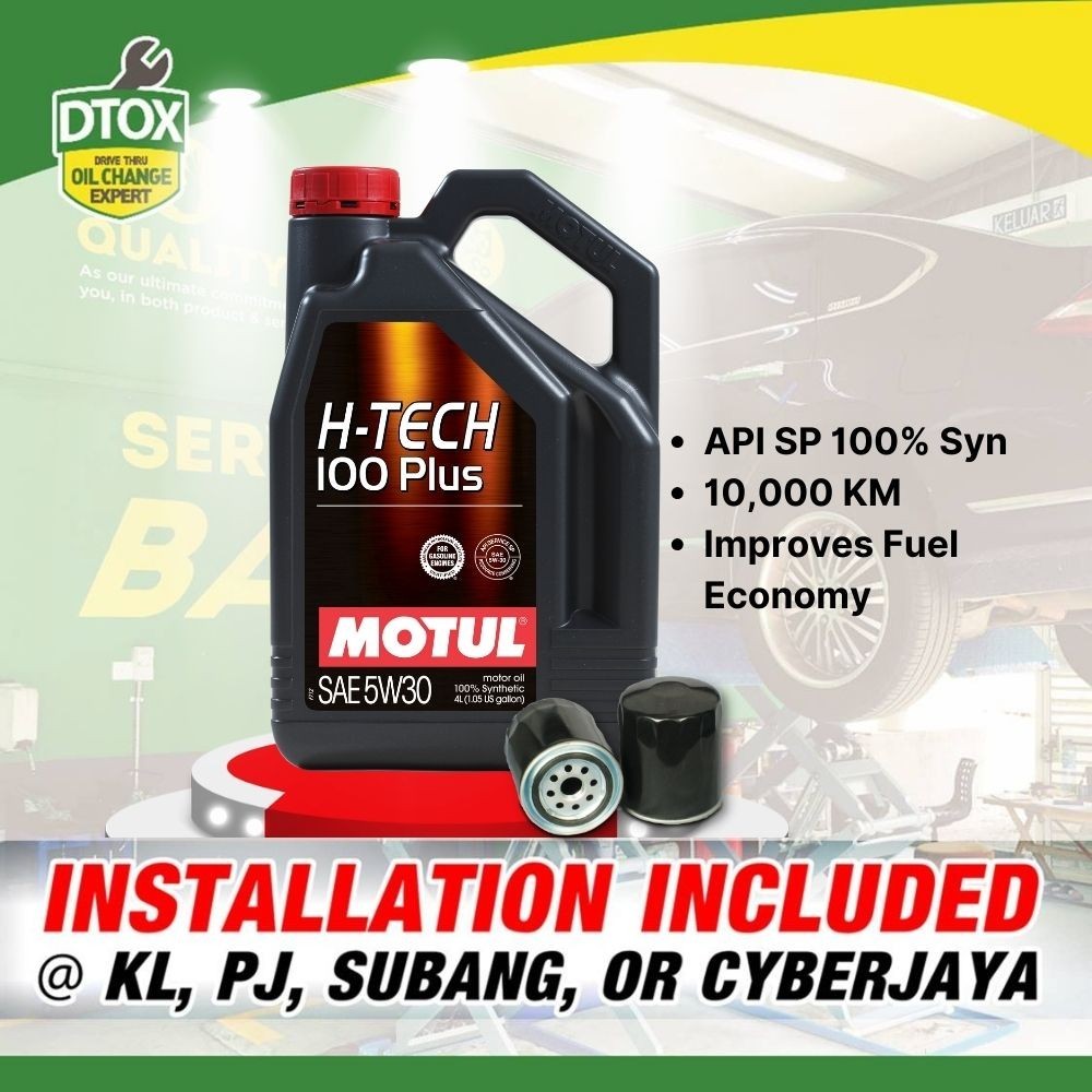 Engine Oil Service Package - Motul 5W30 100% Synthetic H-TECH 100+ 4L ...