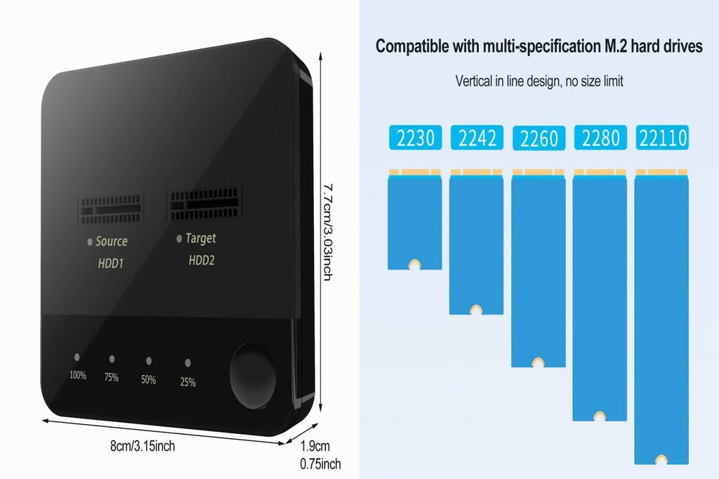 Hard Drive Duplicator Indicator Light Portable Dual Bay External Hard ...