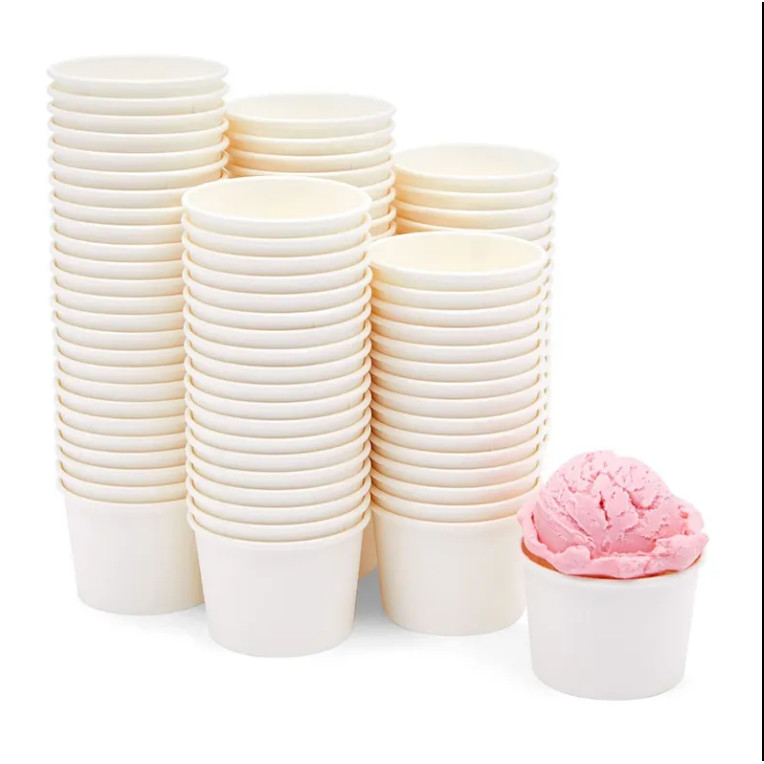 Ice Cream Cup ( 50pcs± ) 3oz 4oz 5oz White Paper Cup 3 4 5 oz Cawan ...