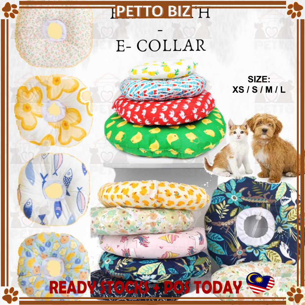 Pet Elizabeth Collar Adjustable Neck Collar Cotton E-Collar With Cute ...