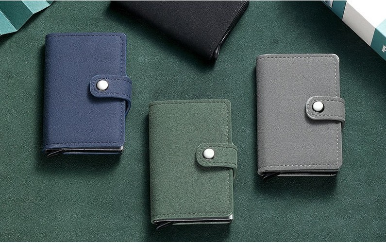 TC BW-120 Alcantara PU Leather Pop Up Metal Card Holder With Snap ...