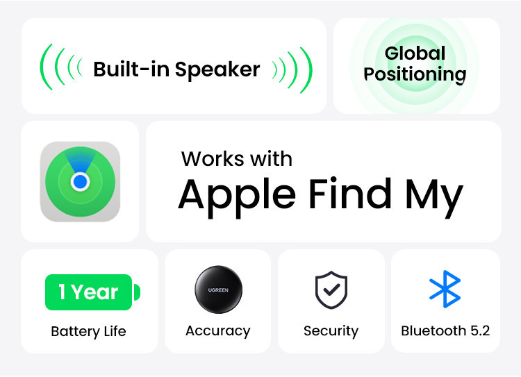 UGREEN Smart Finder Security SmartTrack Link SmartTag Apple Find My Tag ...