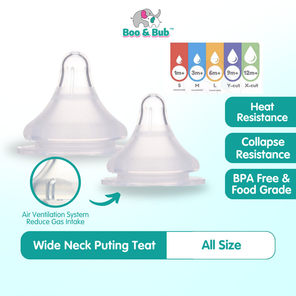 🔥Wide Neck🔥Boo&Bub Baby Puting Teat (Anti Colic) | Replacement Nipple ...