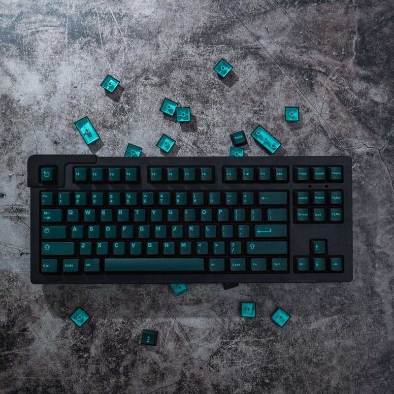 Cyan Translucent Keycaps 120 Keys ABS Double Shot Cherry Profile Para ...