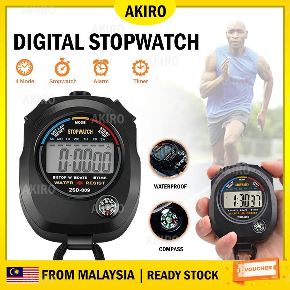 AKIRO Waterproof Sport Stopwatch Digital Stopwatch Compass Chronograph ...
