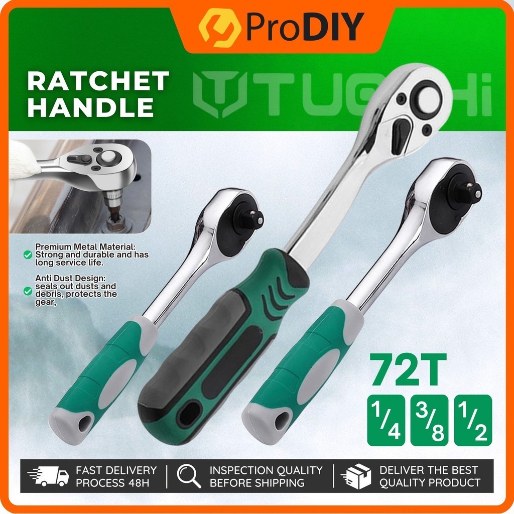 TUOCHI Ratchet Handle 72 Teeth 1/4" 3/8" 1/2" Drive Socket Ratchet ...