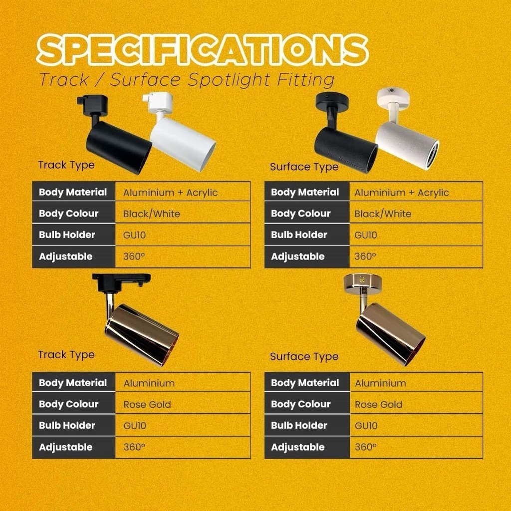 SPOTLIGHT FITTING GU10 BULB HOLDER REPLACEABLE BULB CEILING SPOTLIGHT ...
