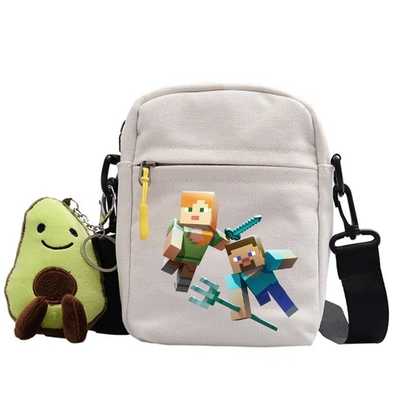 Minecraft Cartoon Shoulder Bag Canvas Crossbody Popular Game Print with ...
