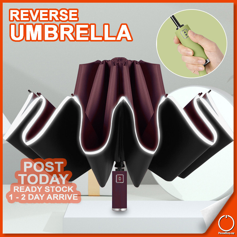 𝐒𝐓𝐑𝐎𝐍𝐆 𝐅𝐑𝐀𝐌𝐄 Foldable Mini Inverted Umbrella Anti UV Windproof Auto ...