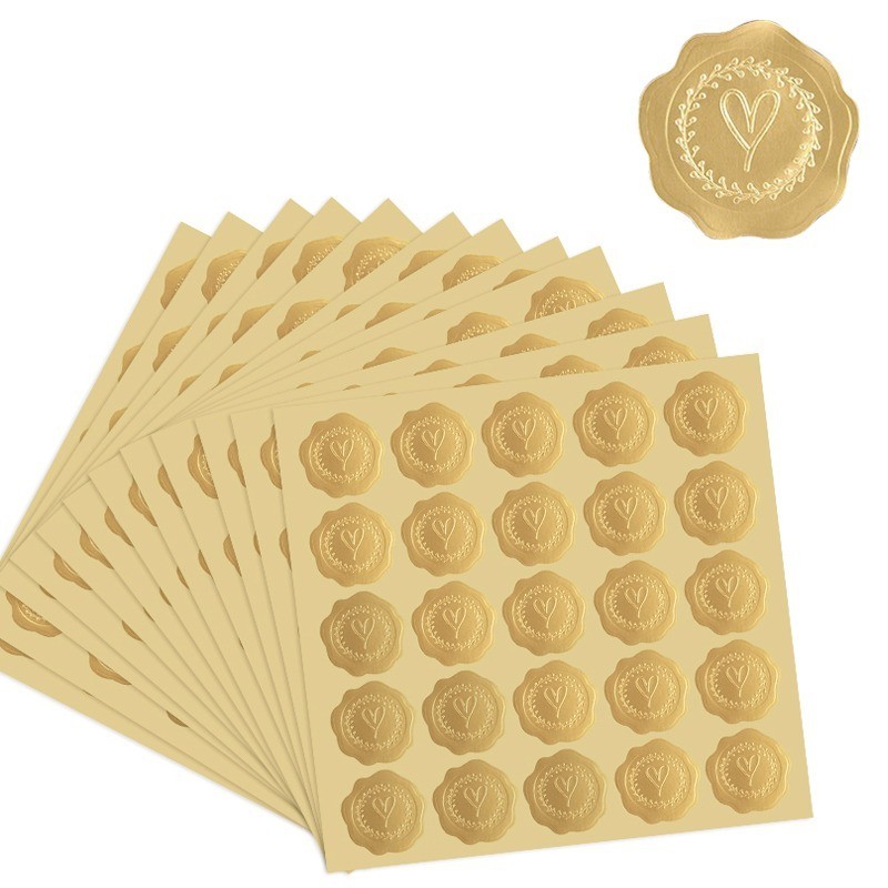[ Featured ] 25 Pcs Gold Embossed Envelope Sticker - Self-adhesive ...