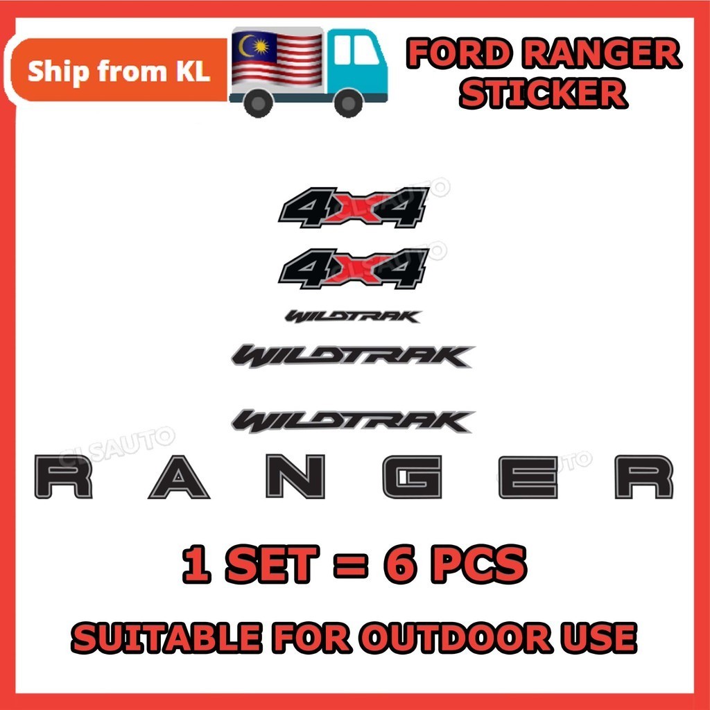 Ford Ranger Raptor Car Body Sticker Design 3 Decal Set Pelekat Wildtrak ...