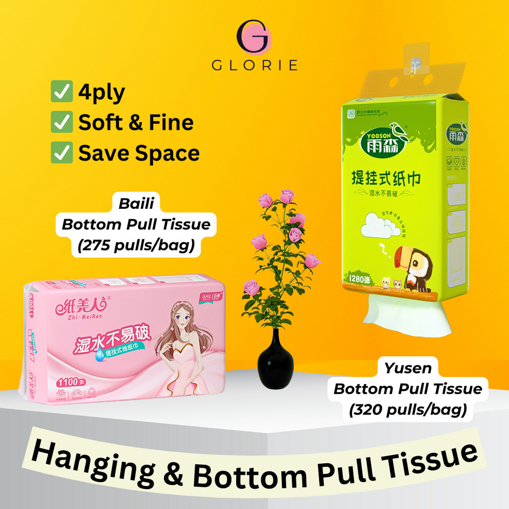 Hanging & Bottom Pull Out Type 4ply Gentle Soft Facial Tissue Paper ...