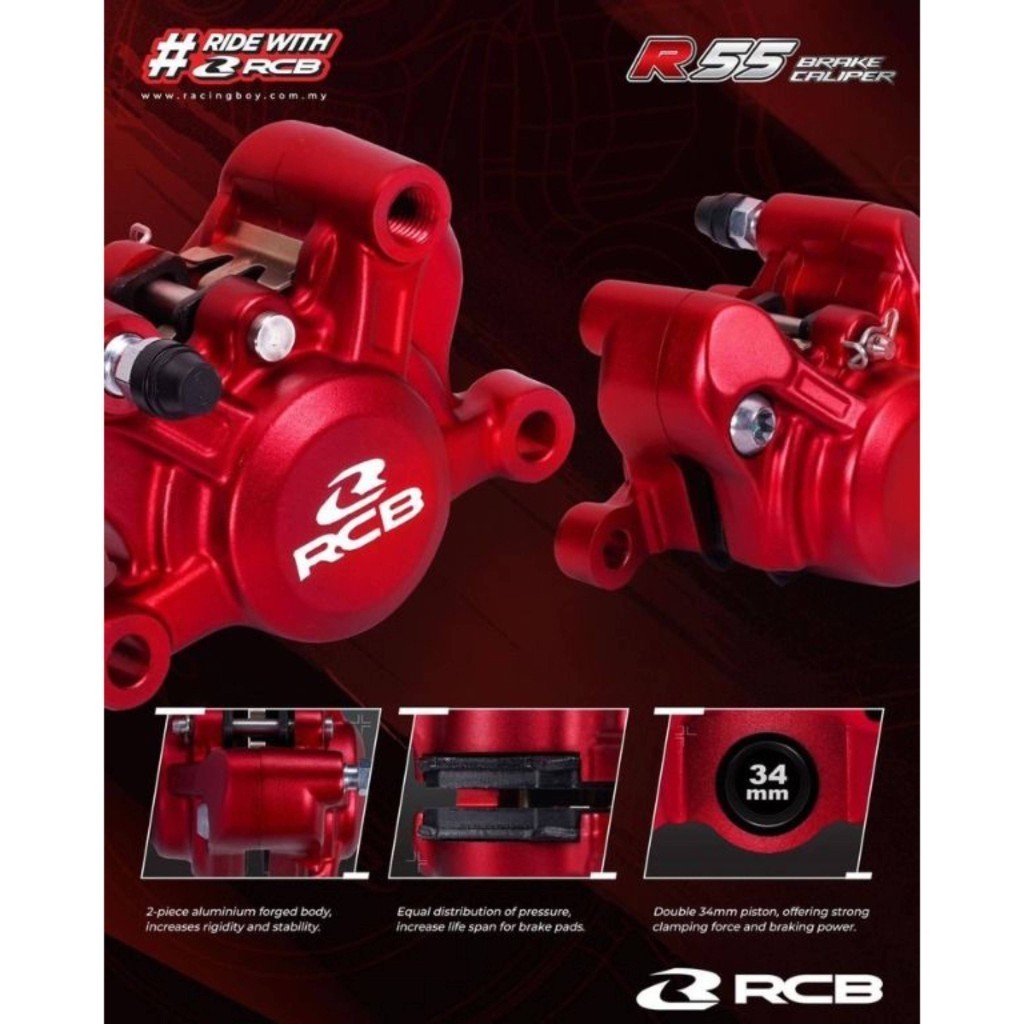 RCB R55 UNIVERSAL BRAKE CALIPER FORGED BODY 34MM DOUBLE PISTON | Shopee ...