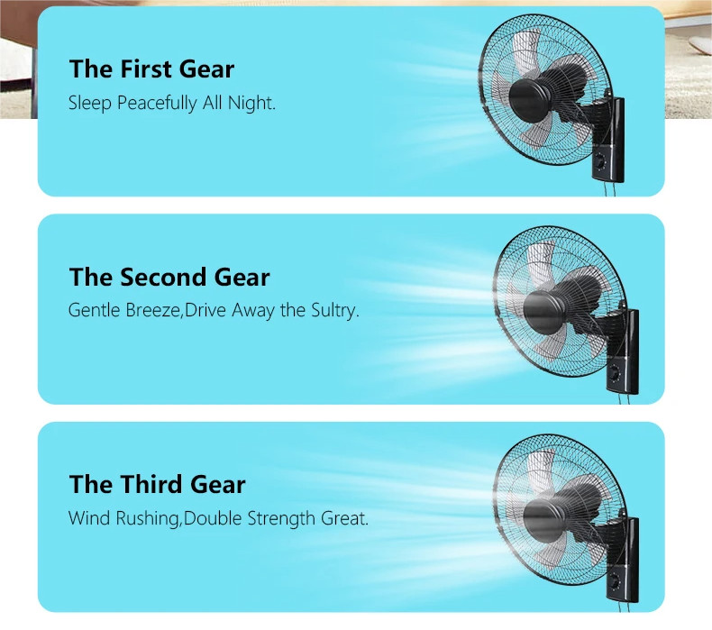 Solar Wall Fan 16 Inch 5 Blades 3 Speed Strong Wind Solar fan ...